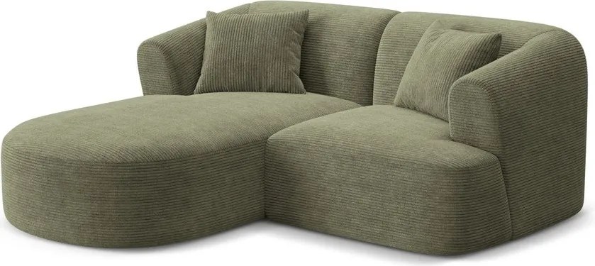 Zelená manšestrová rohová pohovka (levý roh/s lenoškou) Campi – Cosmopolitan Design