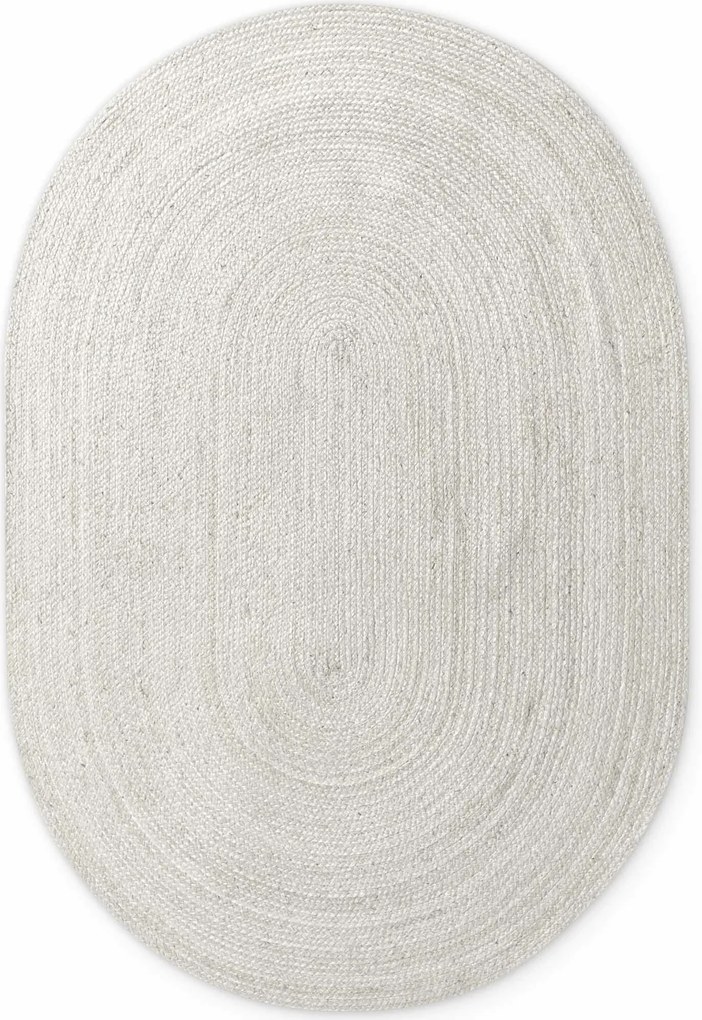 Hanse Home, Kusový koberec Jute Braided 106321 White ovál, 160x230 ovál, bílá, chodba / předsíň