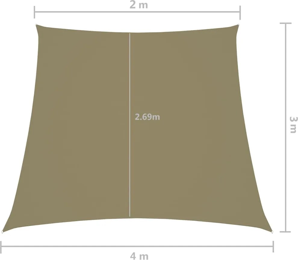 Stínicí plachta oxfordská látka lichoběžník 2/4 x 3 m béžová 135186