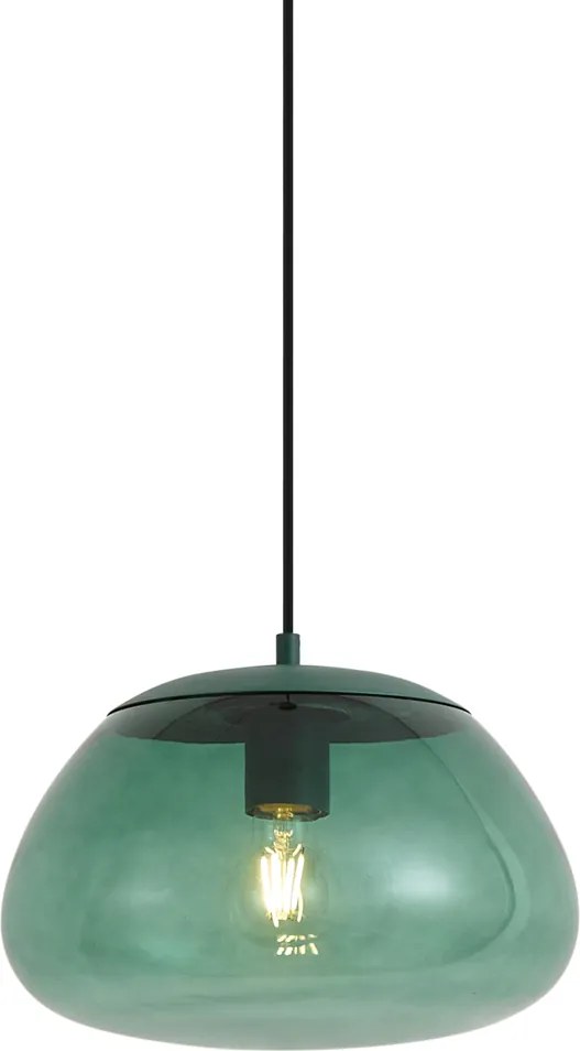 Retro zelená závěsná lampa se zeleným sklem - Giselle