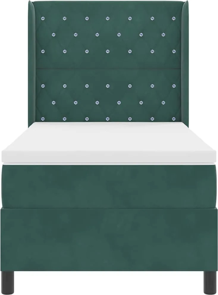 Postel s boxspringem s matrací Tmavě zelená 100 x 200 cm samet 3341945