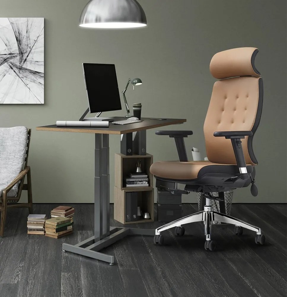 Ergonomická kancelářská židle MOSH Elite H – hnědo-černá