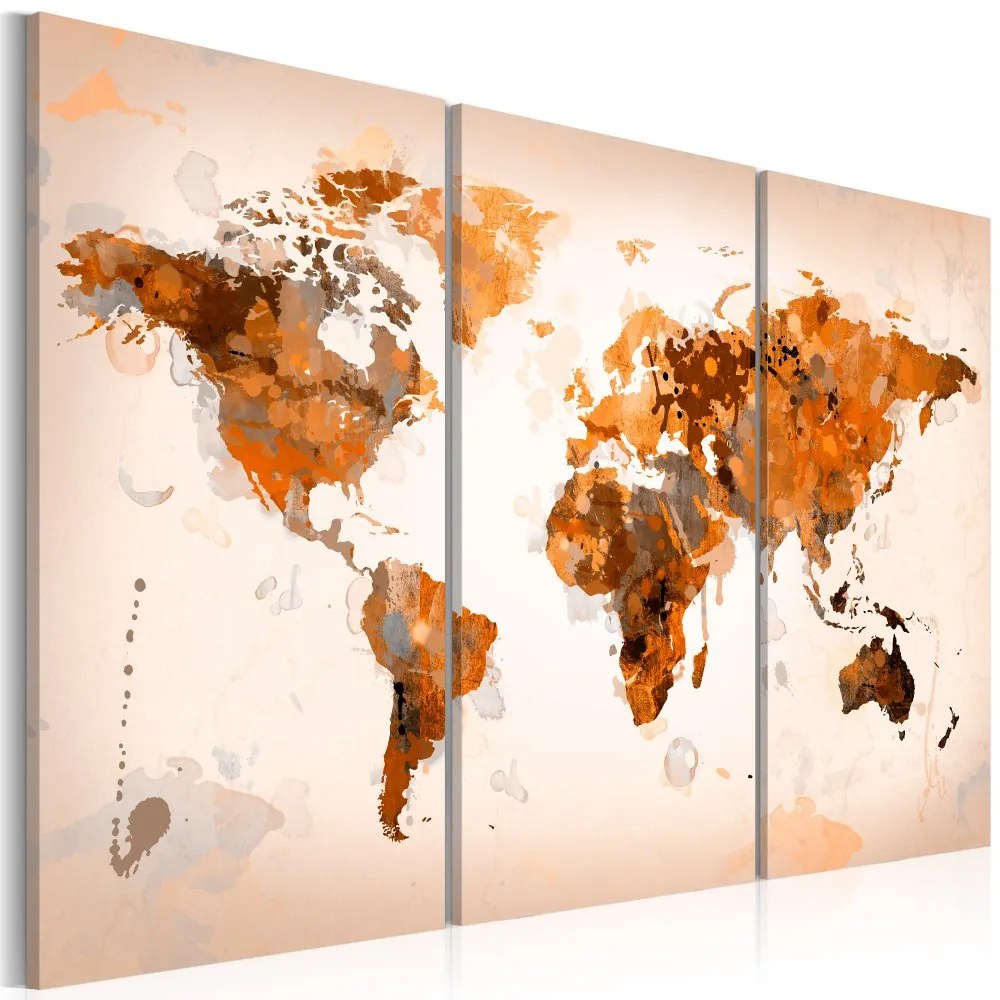 Obraz na plátně Bimago - Map of the World - Desert storm - triptych 60x40 cm