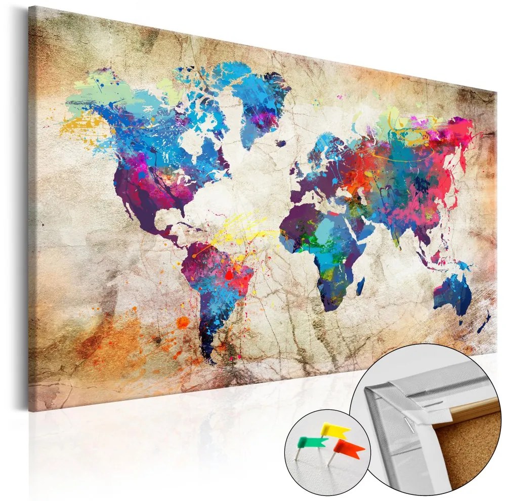 Bimago Obraz na korku - World Map: Urban Style 120x80 cm