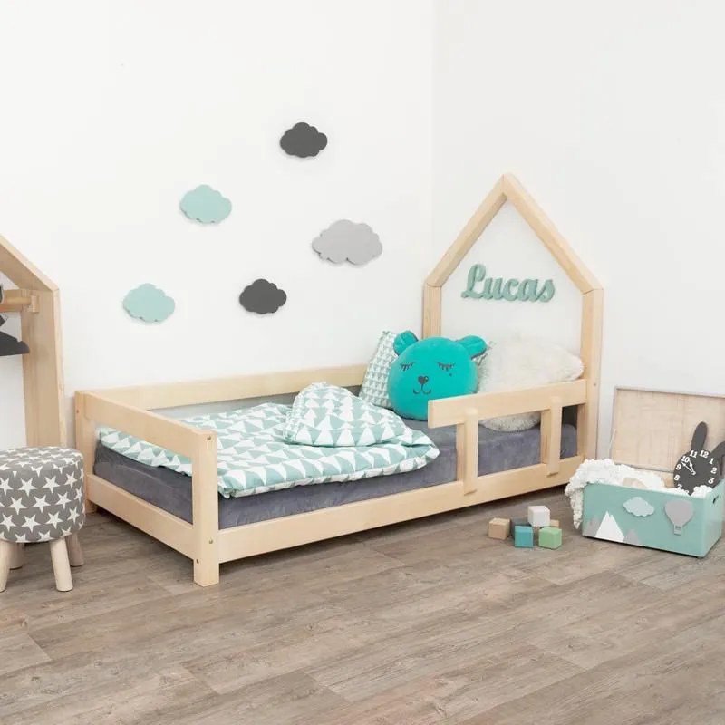 Benlemi Dětská postel domeček POPPI s bočnicí vpravo Barva: Béžová, Rozměr: 120 x 200 cm