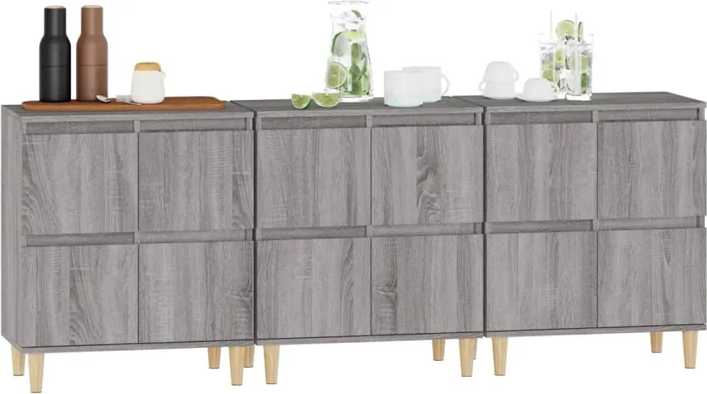 Příborníky 3 ks šedé sonoma 60 x 35 x 70 cm kompozitní dřevo 3185773
