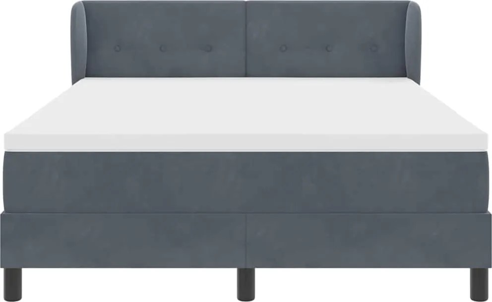 Postel s boxspringem s čelo Tmavě šedá 160 x 200 cm samet 3340395