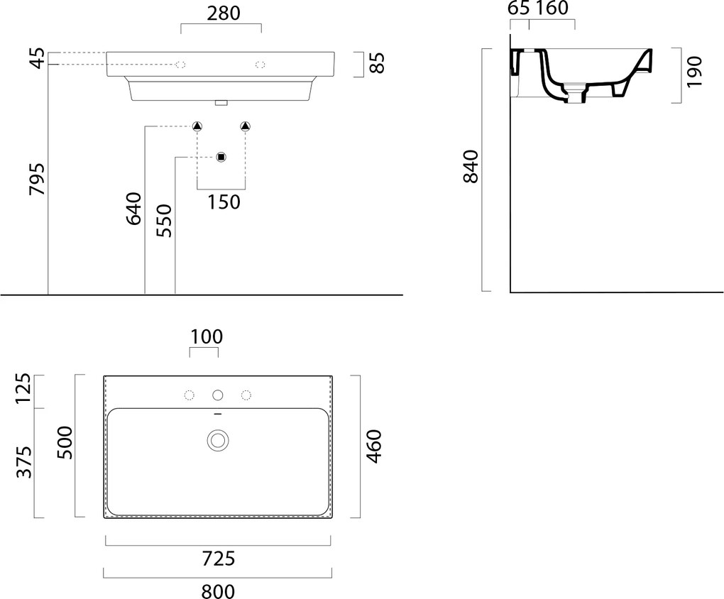 GSI NUBES keramické umyvadlo 80 x 50 cm s přepadem Extra Glaze bílá 9622111