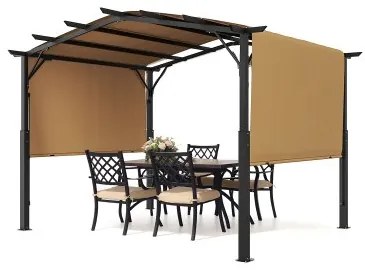 Venkovní pergola VEVOR 10 x 10 stop, klenutá kovová pergola, zatahovací pergola se sluneční stříškou, velký zahradní pavilon, odolná zahradní pergola na terasu, verandu, dvůr, u bazénu