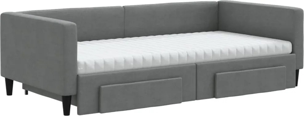 Válenda s přistýlkou a zásuvkami tmavě šedá 100 x 200 cm textil 3196638
