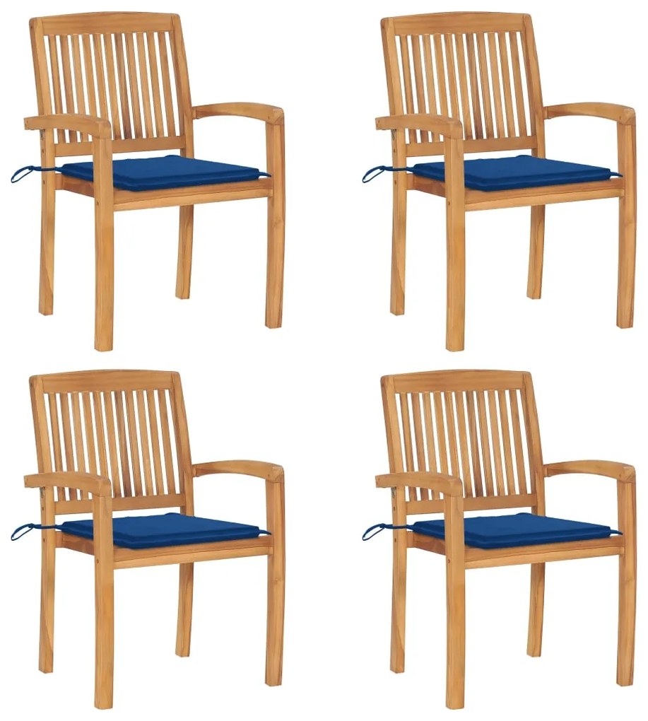 Stohovací zahradní židle s poduškami 4 ks masivní teak 3073220