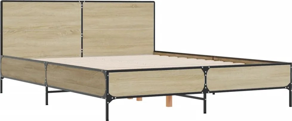 Rám postele dub sonoma 160 x 200 cm kompozitní dřevo a kov 3280008