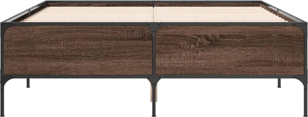 Rám postele hnědý dub 160 x 200 cm kompozitní dřevo a kov 3279791