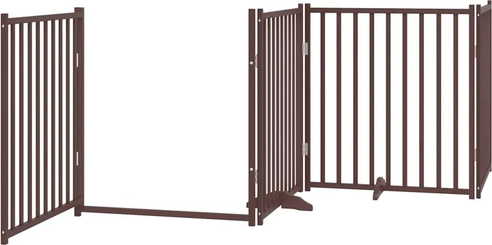 Zábrana pro psy s dvířky skládací 6 panelů hnědá 480 cm topol 3155749