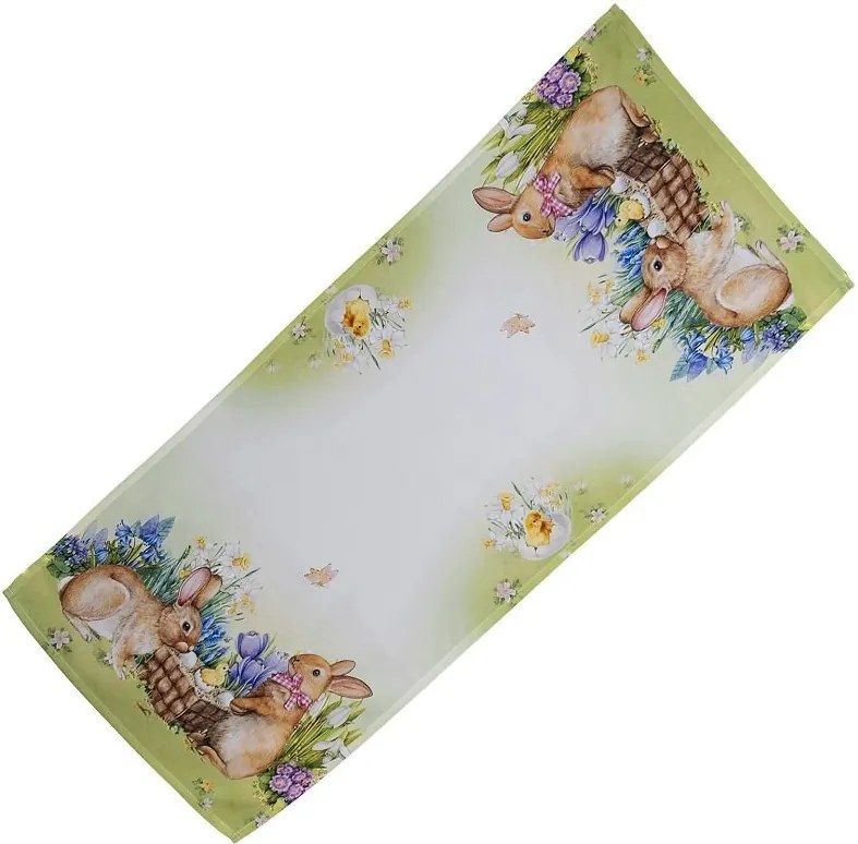 Velikonoční ubrus Zajíčci s kuřátkem 40 × 90 cm