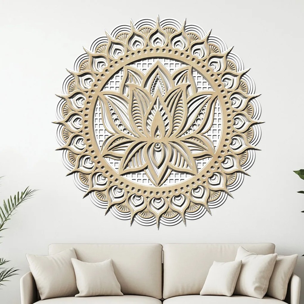 dřevo života Dřevěná 4vrstvá mandala NADĚJE A SÍLA Zvolte rozměr (cm): 60, Zvolte barevný dekor: třešeň-javor