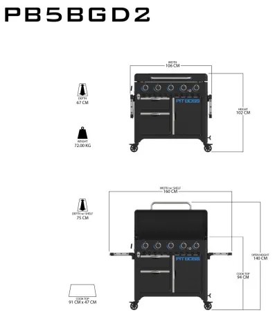 Plynový gril PIT BOSS Ultimate Griddle Plancha 5B /PB5BGD2