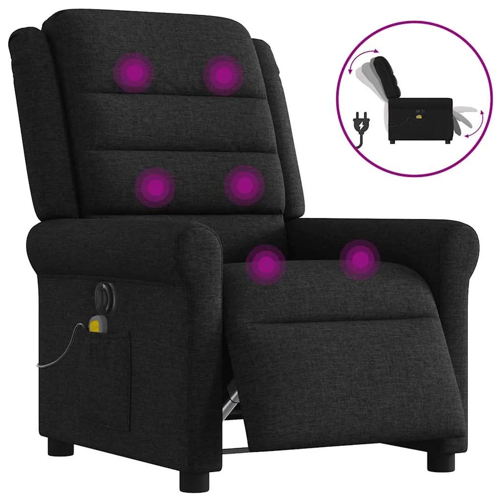 Elektrické masážní polohovací křeslo černé textil 3303306