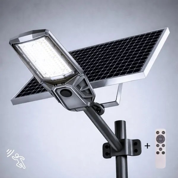 LED Stm. poul. lampa se senz. a solár. pan. KOBRA 400W/24000 mAh IP65 antr. + DO