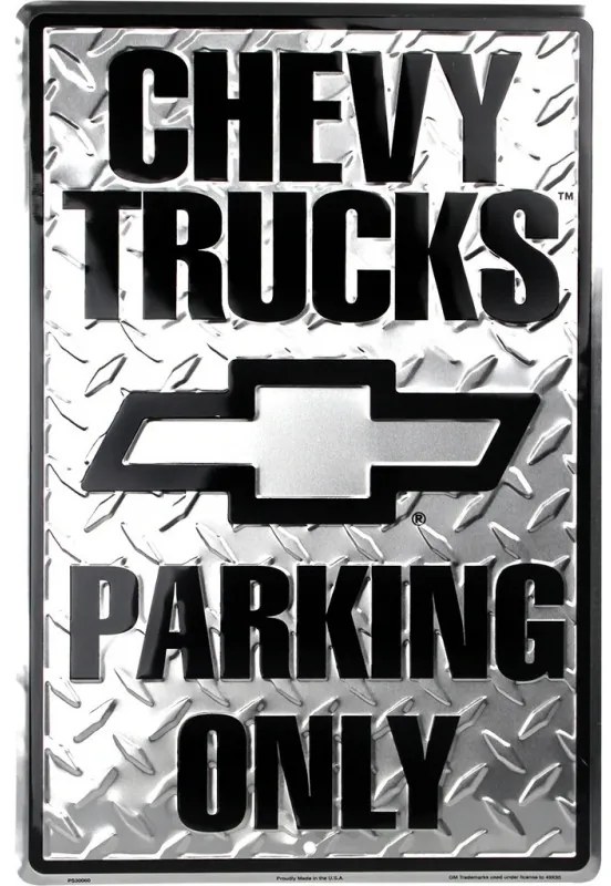 Plechová cedule Chevy Trucks Parking 30 cm x 40 cm