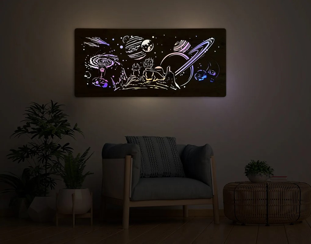 Li-Go "Malý princ" světelný obraz 230V 110x50cm provedení povrchu: dub světlý