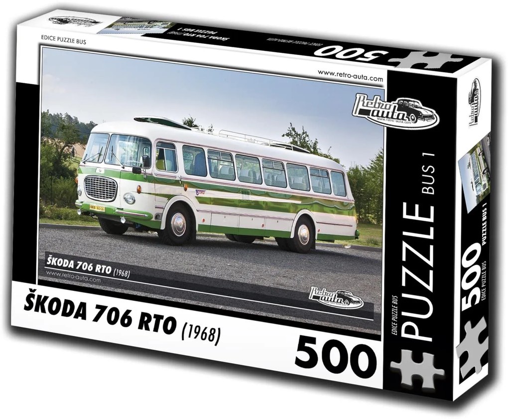 Puzzle retro-auta puzzle bus č. 1 škoda 706 rto (1968) 500 dílků