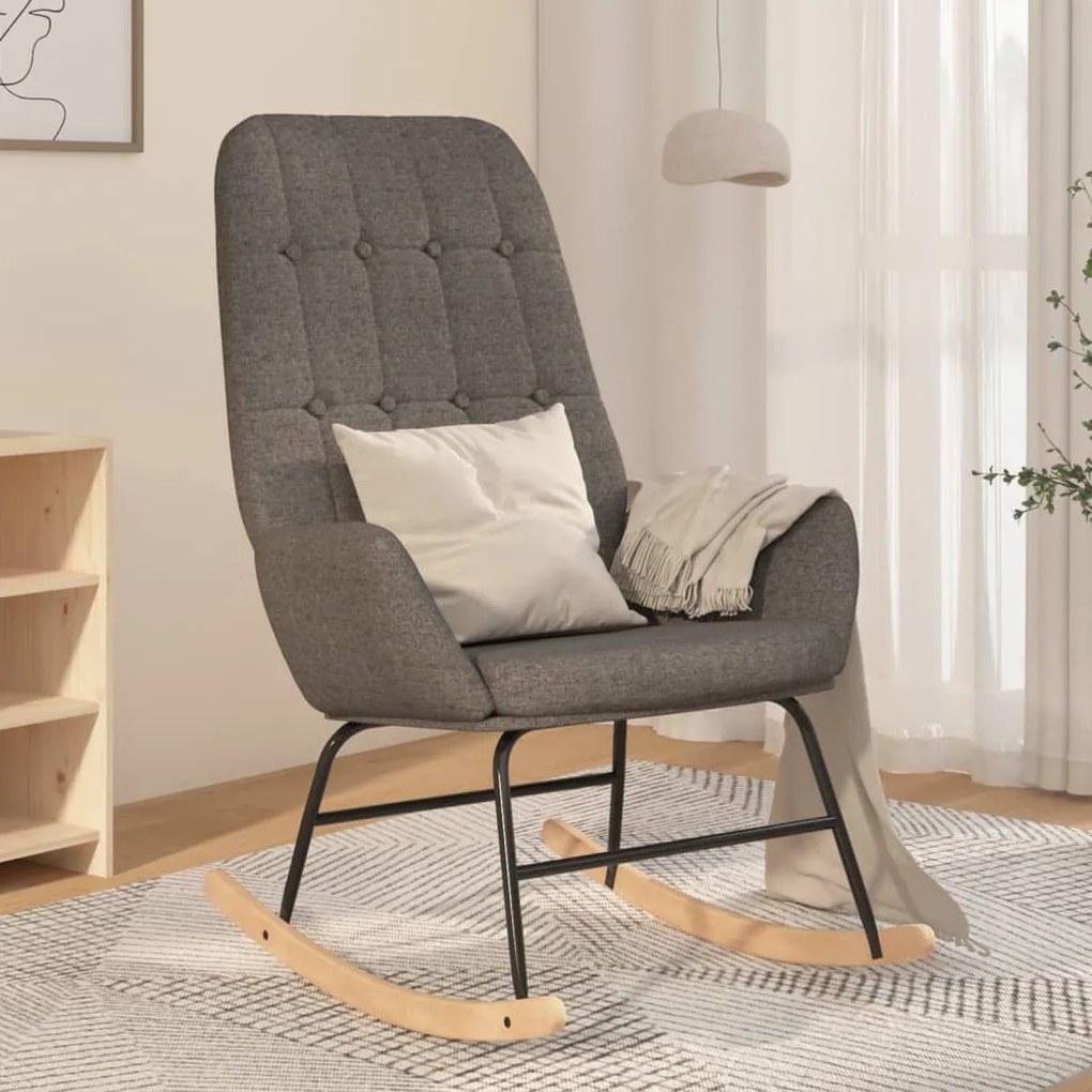 Houpací křeslo světle šedé textil 341253