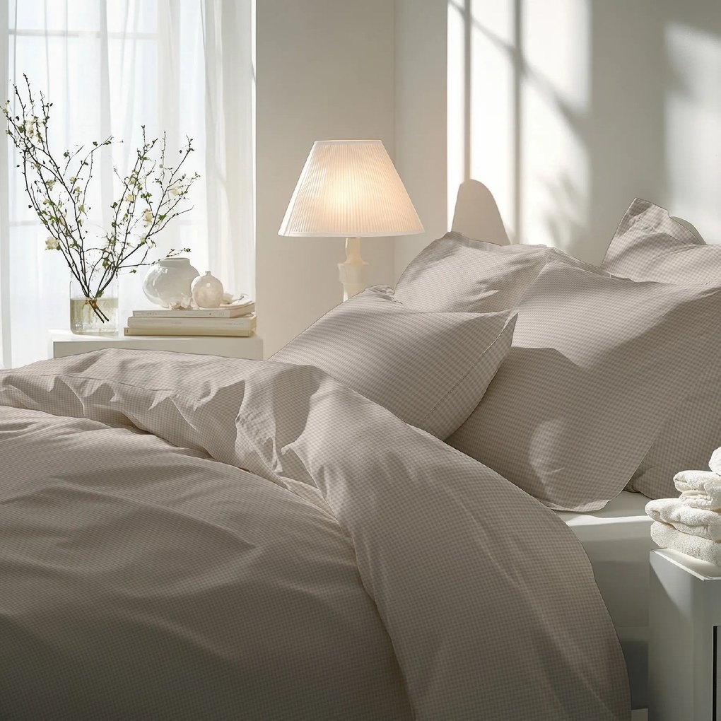 Florella Saténové povlečení Edel Satin Karo Five Linen Rozměr: 70x90 + 140x200 cm