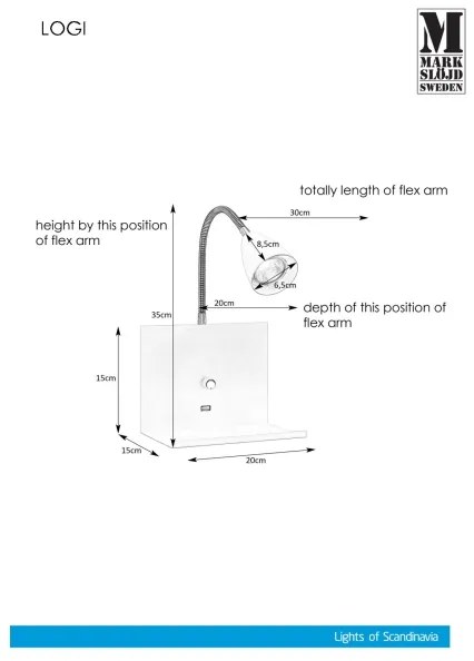 Markslöjd 107140 - Stmívatelné nástěnné svítidlo s USB LOGI 1xGU10/7W/230V