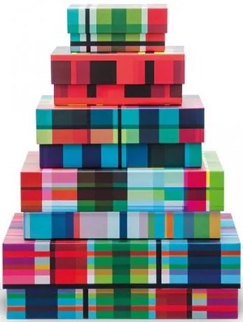 Designové barevné krabice Remember Zigzag (5 ks)