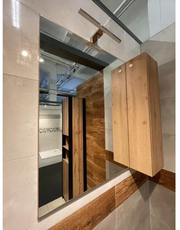 Kingsbath Bronx Wotan Oak 65 závěsná koupelnová skříňka se zrcadlem a LED osvětlením
