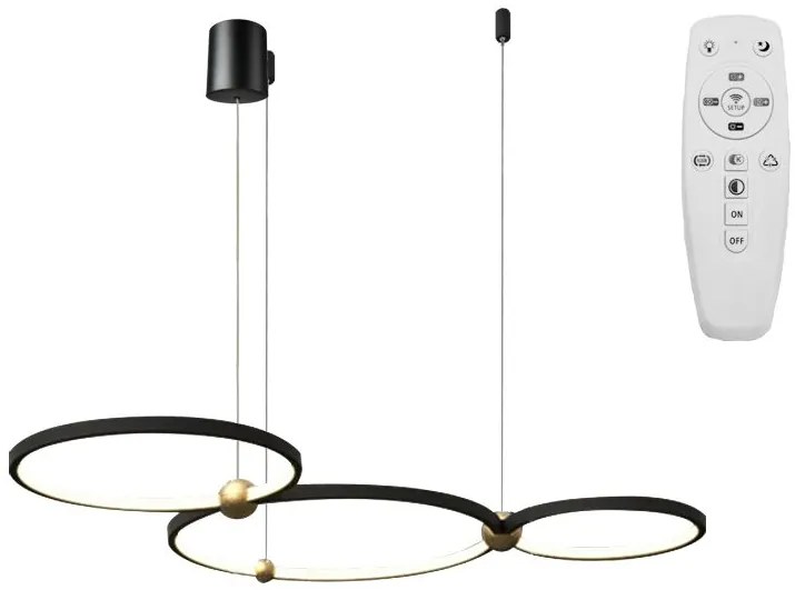 Toolight - Ring 30-40-50, LED závěsné svítidlo + dálkové ovládání APP752-30-40-50, černá, OSW-08889