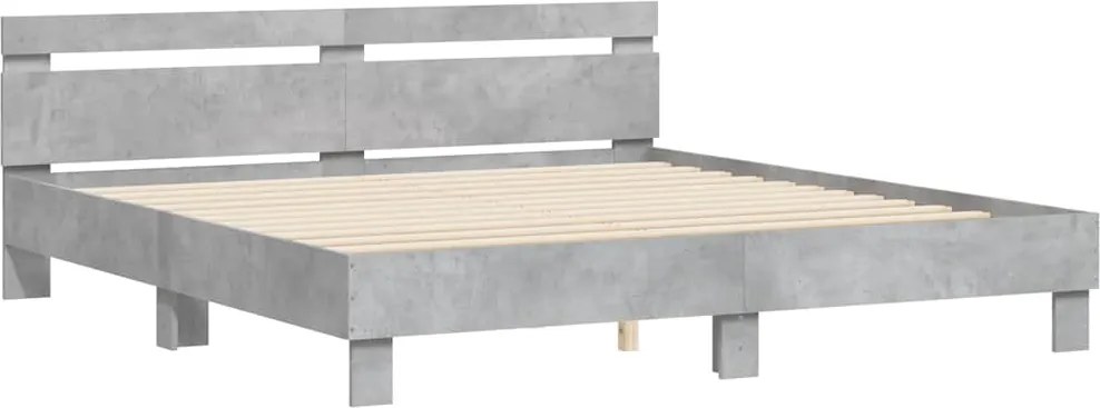 Rám postele s čelem betonově šedý 200 x 200 cm kompozitní dřevo 3207395