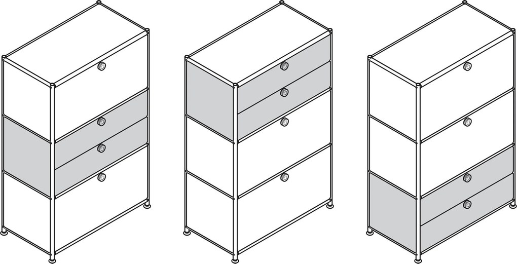 Tchibo - Kovová komoda »Cn3« se 2 výklopnými dvířky a 2 zásuvkami - barva: šedá