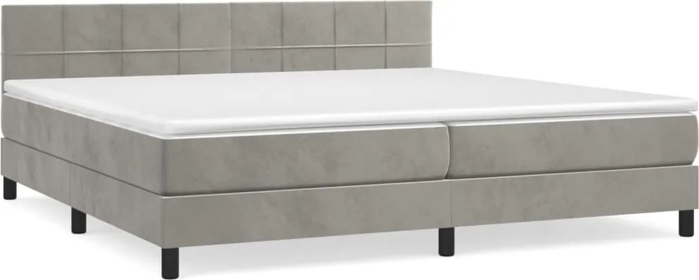 Box spring postel s matrací světle šedá 200x200 cm samet 3141323