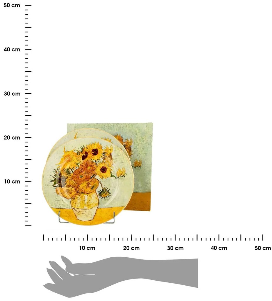 Porcelánový dezertní talíř Van Gogh Sunflowers, (fi) 19 cm, sada 2ks
