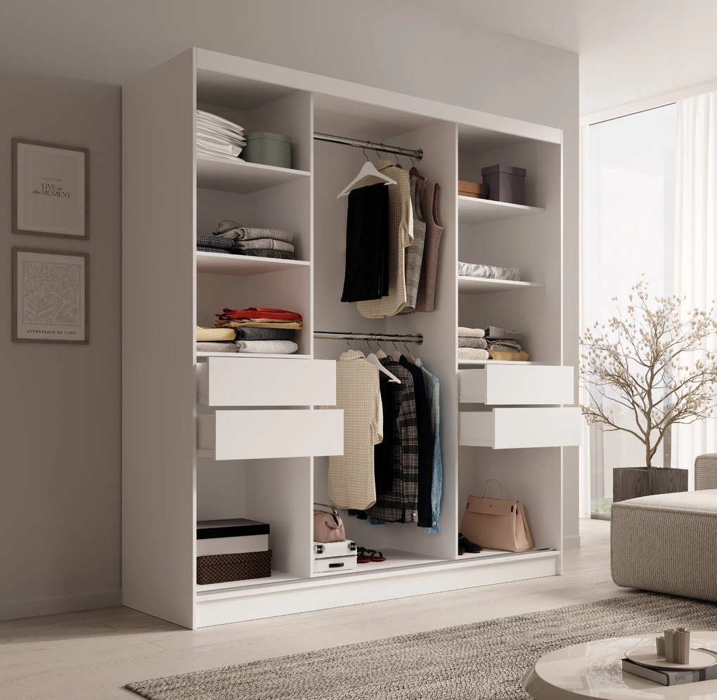 ADRK Furniture Šatní skříň s posuvnými dveřmi Keri 200 ADRK-SW-KER-200-WS