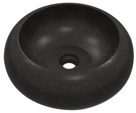 Kulaté mramorové umyvadlo na desku, černé, průměr 36 cm | BIANO