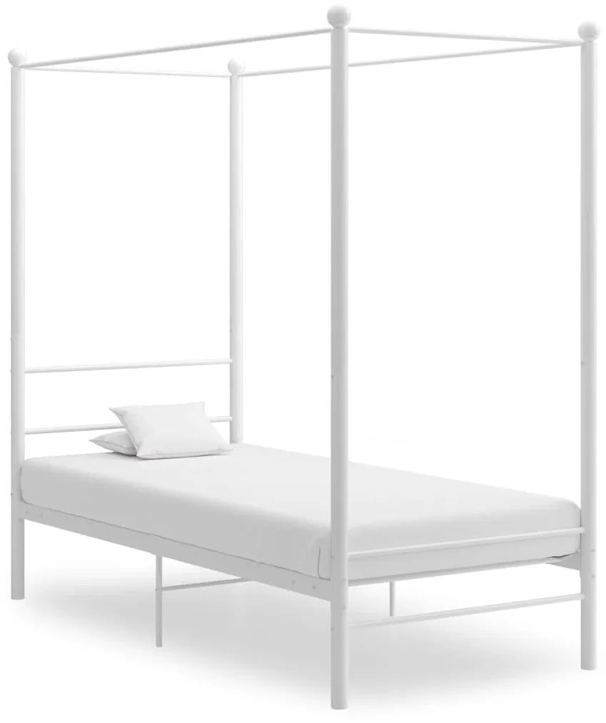 Rám postele s nebesy bílý kovový 90 x 200 cm - Default Title