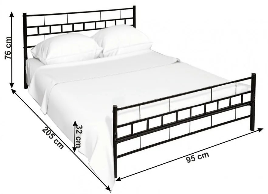 Tempo Kondela Kovová postel TAJGI 90x200, černá