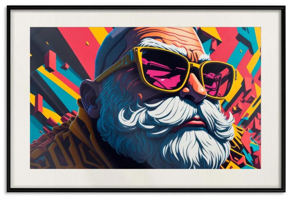 Plakát Hipster Santa - portrét světce ve slunečních brýlích