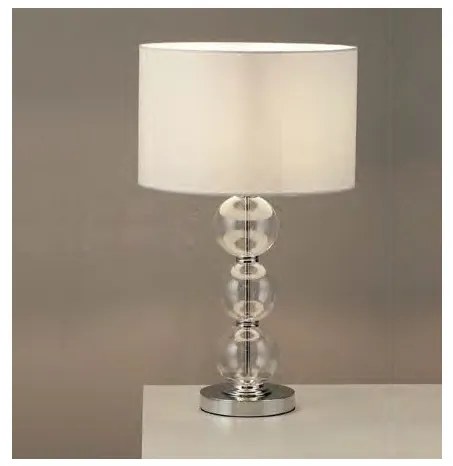 Searchlight EU6194CC-1 Stolní lampa LARRA chrom + čiré sklo + bílé stínidlo