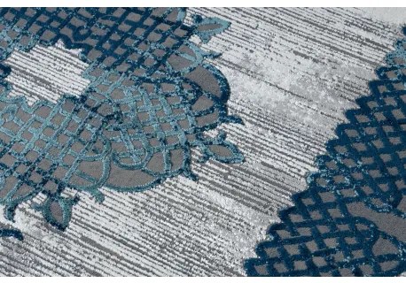 koberec CORE W9797 Rám, růžice strukturální dvě úrovně rouna, modrý velikost 120x170 cm | krásné koberce cz