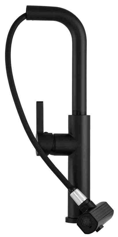 Gamma Rotary, vysoká dřezová baterie s výsuvným výtokem h-415, černá matná, GMA-BR-BK