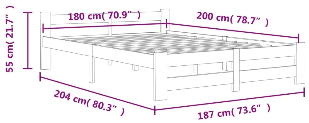vidaXL Marketos Rám postele masivní borovice 180 x 200 cm