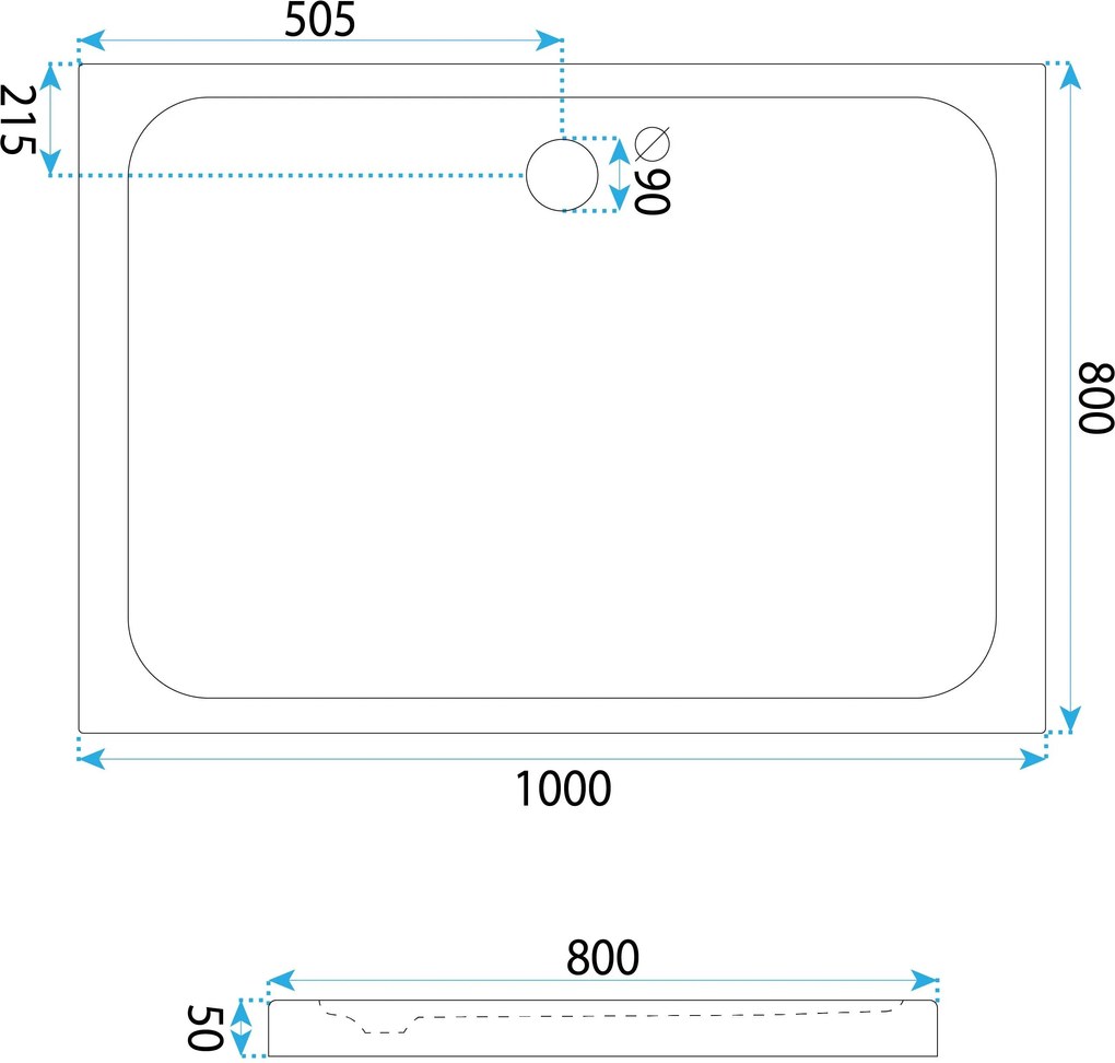 Rea Belmond, akrylová sprchová vanička 100x80x5 cm, bílá lesklá, REA-K4372