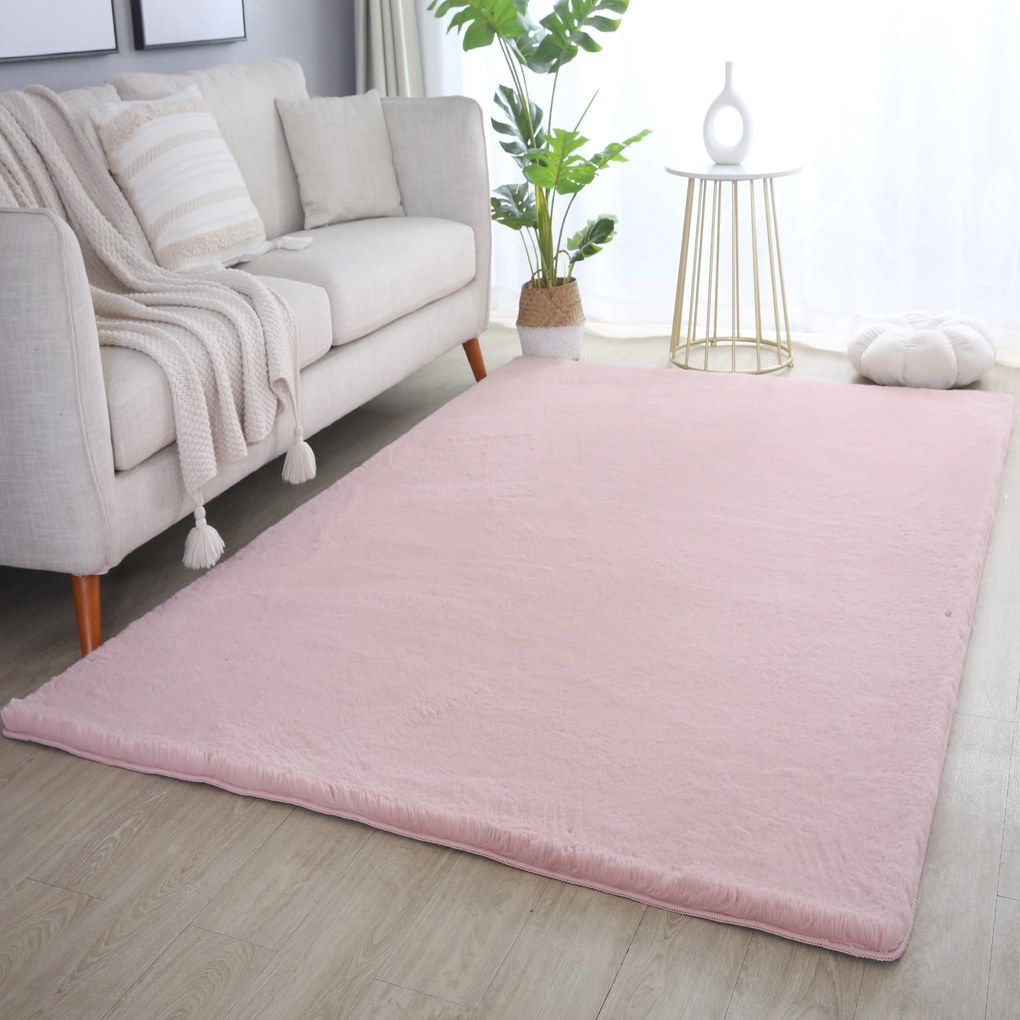 Ayyildiz, Kusový koberec Pouffy 5100 Rose, 140x200, růžová, obývací pokoj