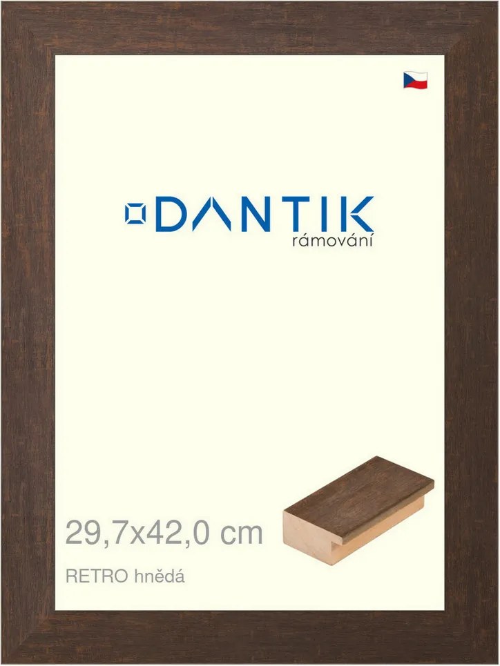 DANTIK rámeček 29,7x42 | RETRO hnědá (Plexi Čiré)