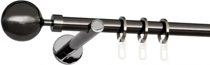 Kovové garnýže Nabucco 19 mm Modern, R., Barva Černá onyx, Provedení Jednoduché, Uchycení látky kroužky s háčky, Délka 480 cm