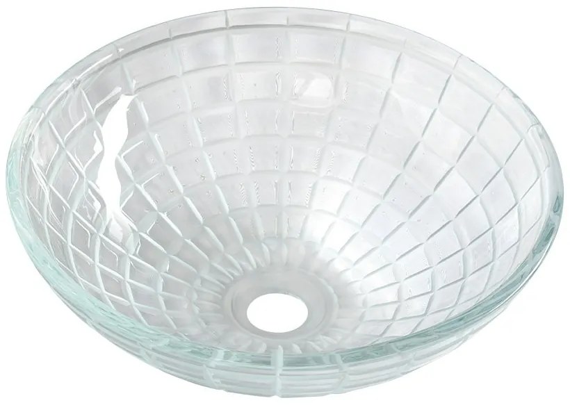 Sapho, TOSEMI skleněné gravírované umyvadlo, průměr 42 cm, čirá, TY153